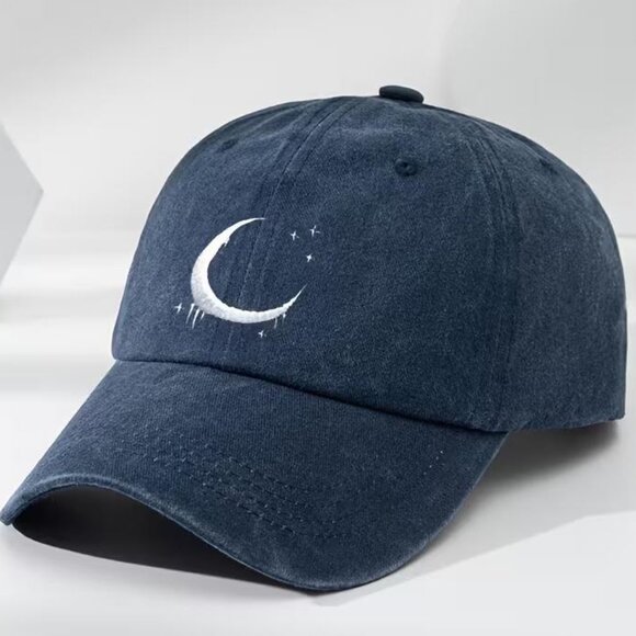 Accessories | Crescent Moon Stars Cap In Stonewashed Navy | Poshmark